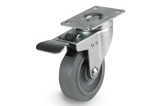 LOCKCASTER4 - 4" Gray Thermoplastic Rubber Total Lock Locking Swivel C ...